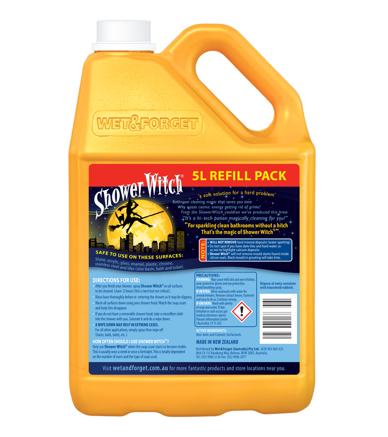 Shower Witch 5L Refill - Bathroom & Shower Cleaner — Wet & Forget Australia